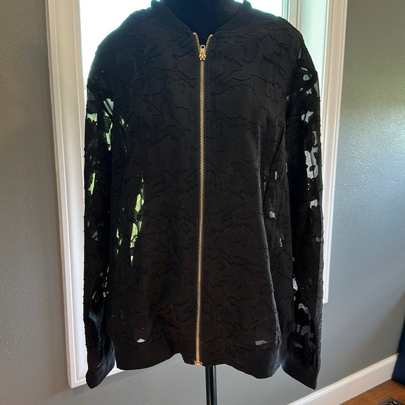 Kori | Jackets & Coats | Kori America Black Sheer Bomber Jacket Size Medium Like New Worn Once ...